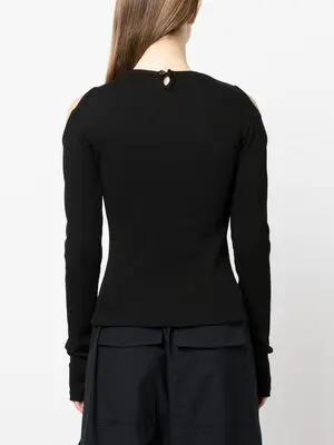 IOANA CIOLACU Fine-ribbed Cold-shoulder Top
