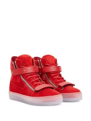 GIUSEPPE ZANOTTI Coby Velour Mid-top Sneakers - Red