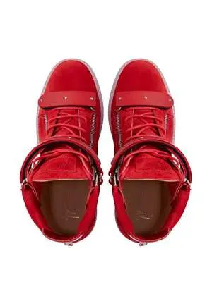 GIUSEPPE ZANOTTI Coby Velour Mid-top Sneakers - Red