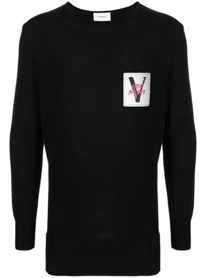 PORTS V Logo-patch Crew-neck Jumper - Black