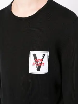 PORTS V Logo-patch Crew-neck Jumper - Black