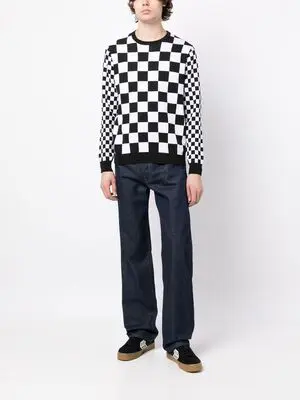 PORTS V Checkerboard-print Knit Jumper