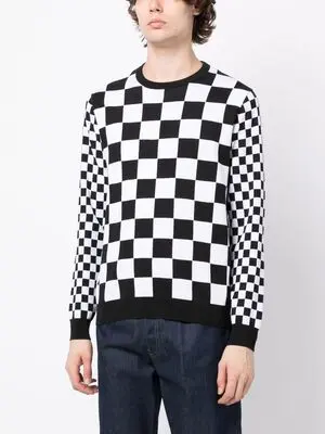 PORTS V Checkerboard-print Knit Jumper