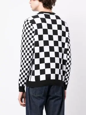 PORTS V Checkerboard-print Knit Jumper