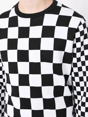PORTS V Checkerboard-print Knit Jumper