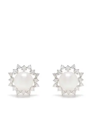 TASAKI 18kt White Gold Akoya Pearl And Diamond Earrings - Silver