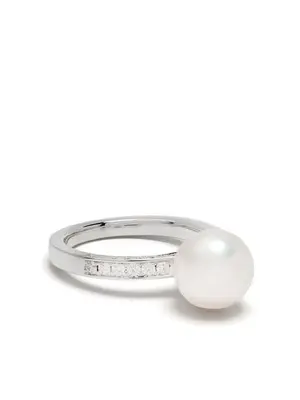 TASAKI 18kt White Gold Akoya Pearl And Diamond Ring - Silver