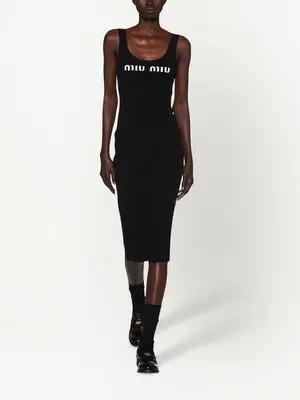 Miu Miu Logo-print Open-back Dress
