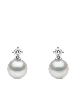 Yoko London 18kt White Gold Akoya Pearl And Diamond Earrings - Silver