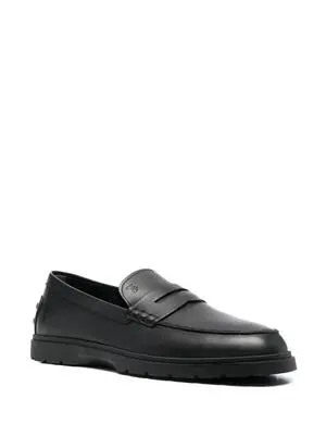 TOD'S Leather Penny Loafers - Black