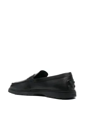 TOD'S Leather Penny Loafers - Black