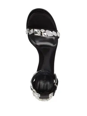 Alexander McQueen 120mm Crystal Platform Satin Sandals