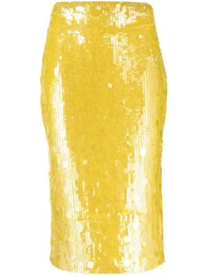 P.a.r.o.s.h Sequin-embellished Midi Skirt - Yellow