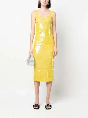 P.a.r.o.s.h Sequin-embellished Midi Skirt - Yellow