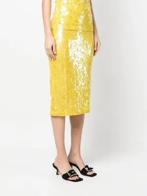 P.a.r.o.s.h Sequin-embellished Midi Skirt - Yellow