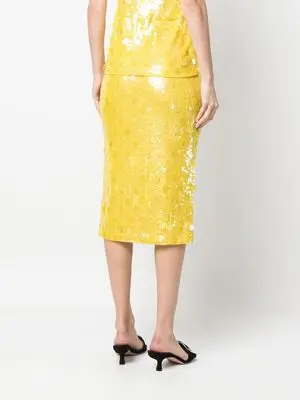 P.a.r.o.s.h Sequin-embellished Midi Skirt - Yellow