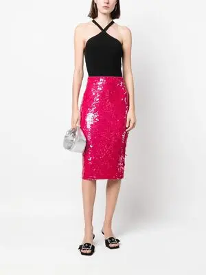 P.a.r.o.s.h Sequin-embellished Midi Skirt - Pink