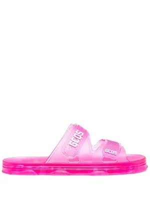 Gcds Logo-print Flat Slides - Pink