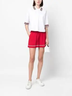 Red Valentino Contrast-trim Crepe Shorts - Red