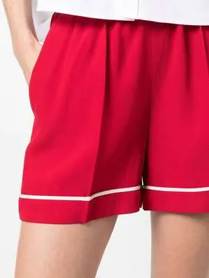 Red Valentino Contrast-trim Crepe Shorts - Red
