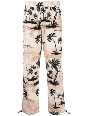 Palm Angels Palm Tree-print Trousers - Neutrals