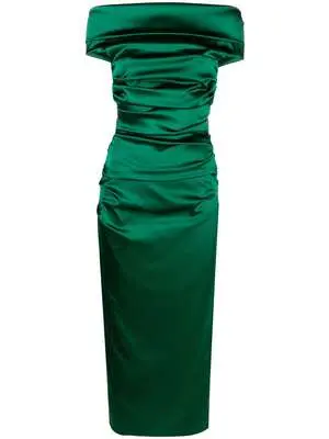 Talbot Runhof Draped Off-the-shoulder Dress - Green