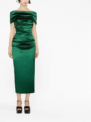 Talbot Runhof Draped Off-the-shoulder Dress - Green
