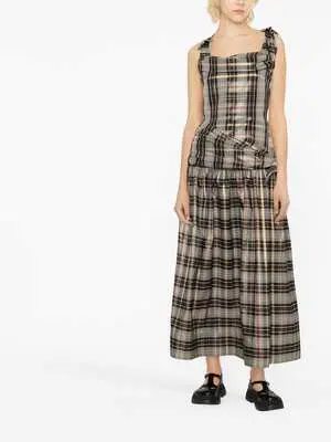 MOLLY GODDARD Bow-detailed Tartan Maxi Dress