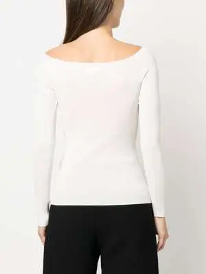 P.a.r.o.s.h Fine Ribbed Off-shoulder Top