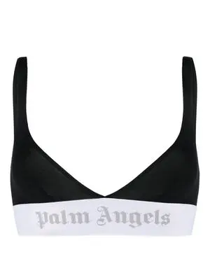 Palm Angels Logo-print Triangle-cup Bra - Black