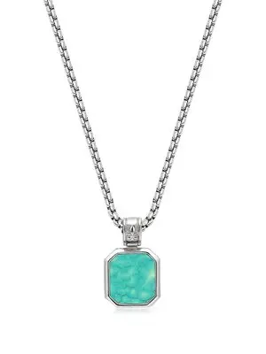 NIALAYA JEWELRY Square Turquoise Pendant Necklace - Silver