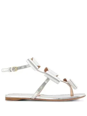 Giambattista Valli Pop Bow Flat Sandals - Silver