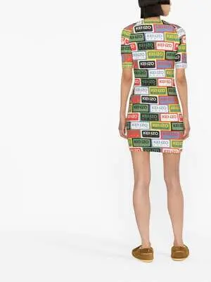 Kenzo Logo-print Mini Dress - Green