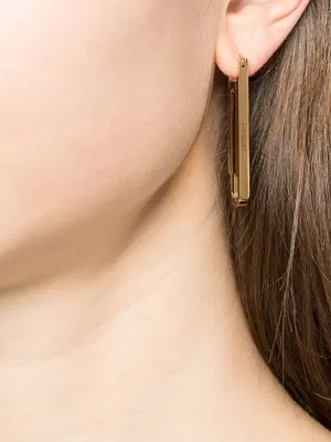 Off-White Engraved-logo Safety-pin Earrings - Gold No Color