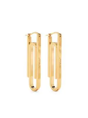Off-White Engraved-logo Safety-pin Earrings Gold