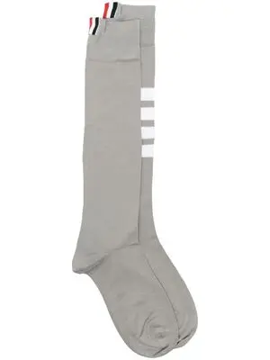 Thom Browne 4-bar Striped Mid-calf Socks - Grey