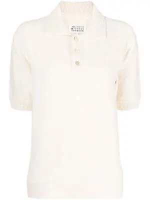 MAISON MARGIELA Nostalgic Bouclé-knit Polo Shirt - Neutrals