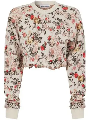 Rabanne Floral-print Cropped Sweatshirt