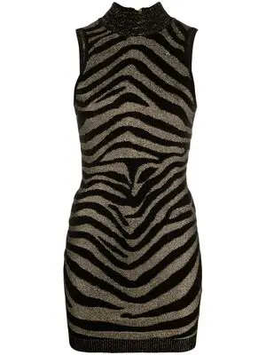 Balmain Zebra-print Knitted Minidress