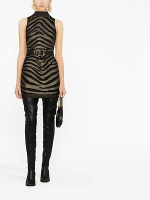 Balmain Zebra-print Knitted Minidress