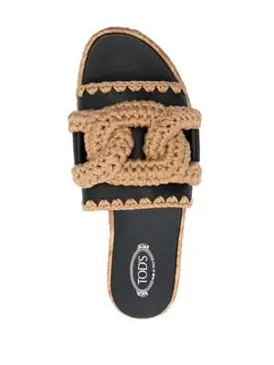 TOD'S Kate Crochet Sandals - Black