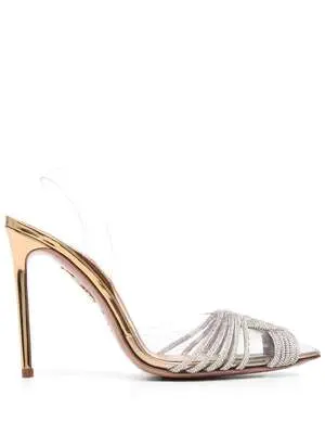 AQUAZZURA Gatsby 105mm Slingback Pumps - Gold