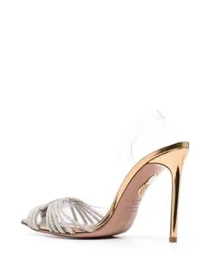 AQUAZZURA Gatsby 105mm Slingback Pumps - Gold