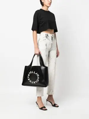 Stella McCartney Broderie Anglaise-logo Tote Bag - Black