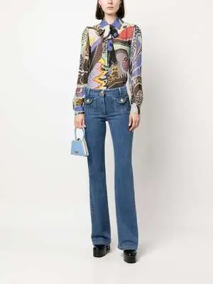 Moschino Abstract-pattern Pussy-bow Blouse