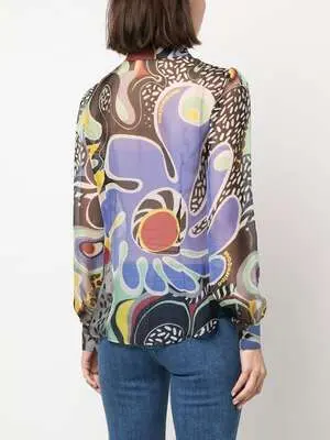 Moschino Abstract-pattern Pussy-bow Blouse