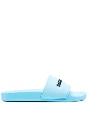 Balenciaga Raised-logo Slides - Blue
