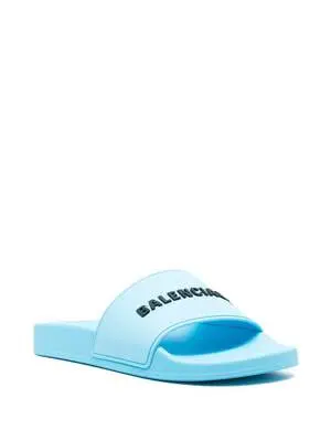 Balenciaga Raised-logo Slides - Blue