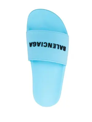 Balenciaga Raised-logo Slides - Blue