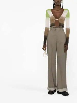 Gcds Degradé-effect Lurex Cropped Cardigan - Green